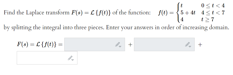 Solved t = = 07 by splitting the integral into three pieces. | Chegg.com