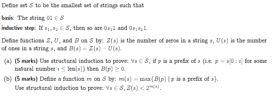 Solved Define set S to be the smallest set of strings such | Chegg.com