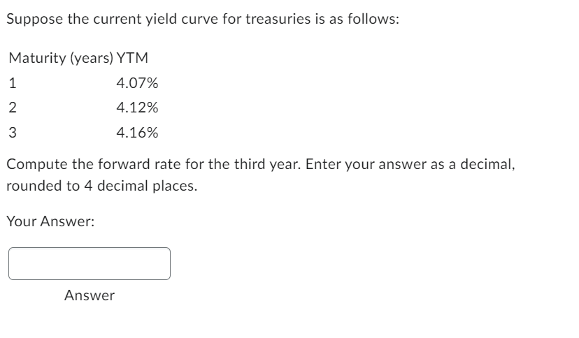 Solved Suppose the current yield curve for treasuries is as | Chegg.com