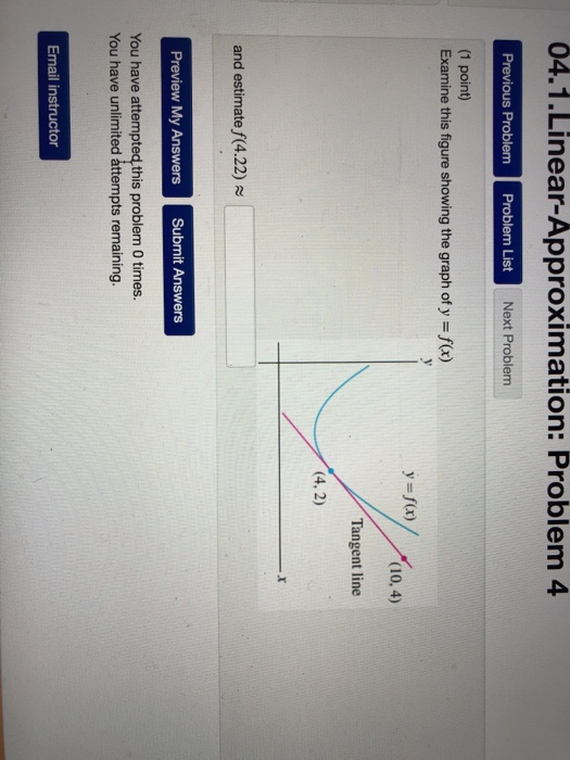 Solved 04.1.Linear-Approximation: Problem 4 Previous Problem | Chegg.com