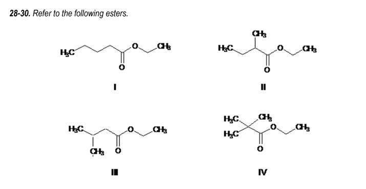 Solved 28-30. Refer to the following esters. I II28. Two of | Chegg.com