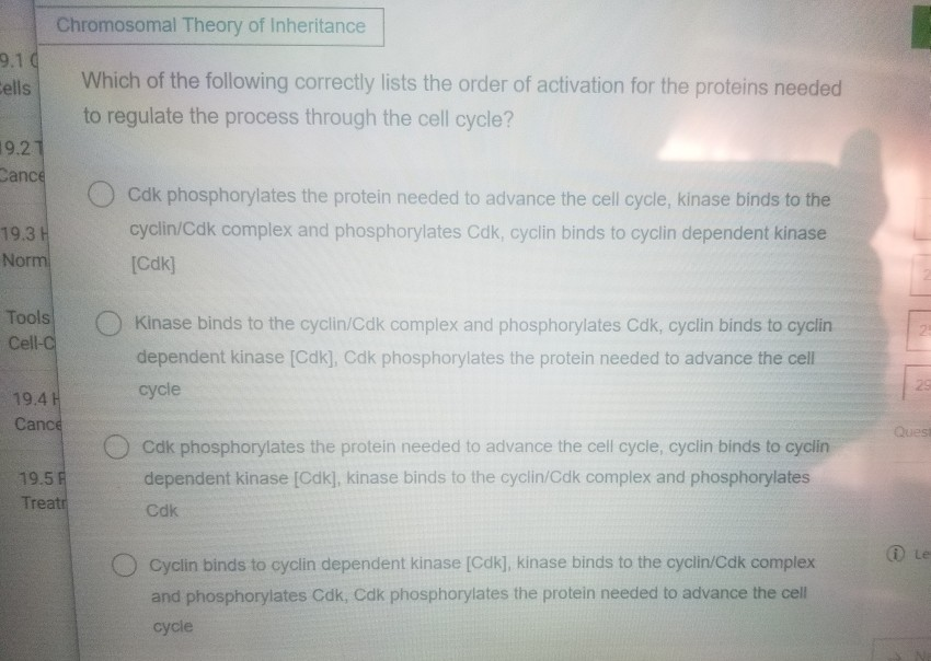 Solved Chromosomal Theory of Inheritance 9.1 ells Which of | Chegg.com