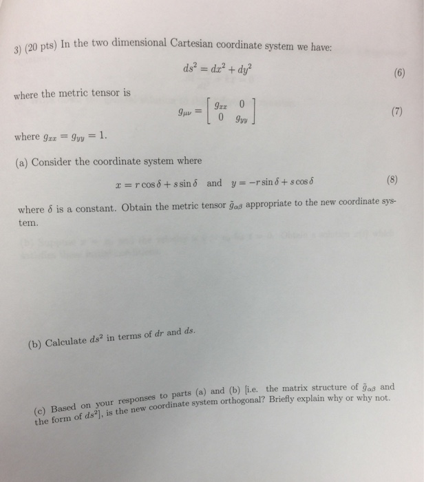 Solved In the two dimensional Cartesian coordinate system we | Chegg.com