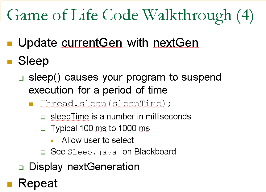 Java Programming: Game of Life Create a program that | Chegg.com