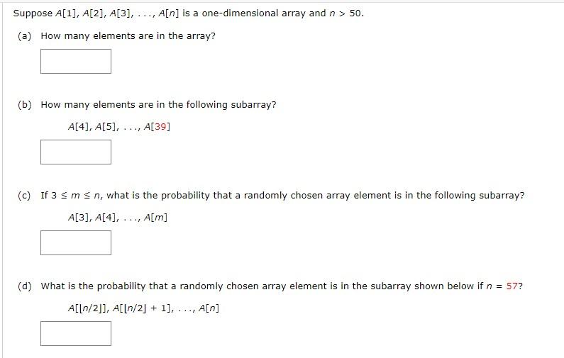 Solved Suppose A[1],A[2],A[3],…,A[n] is a one-dimensional | Chegg.com
