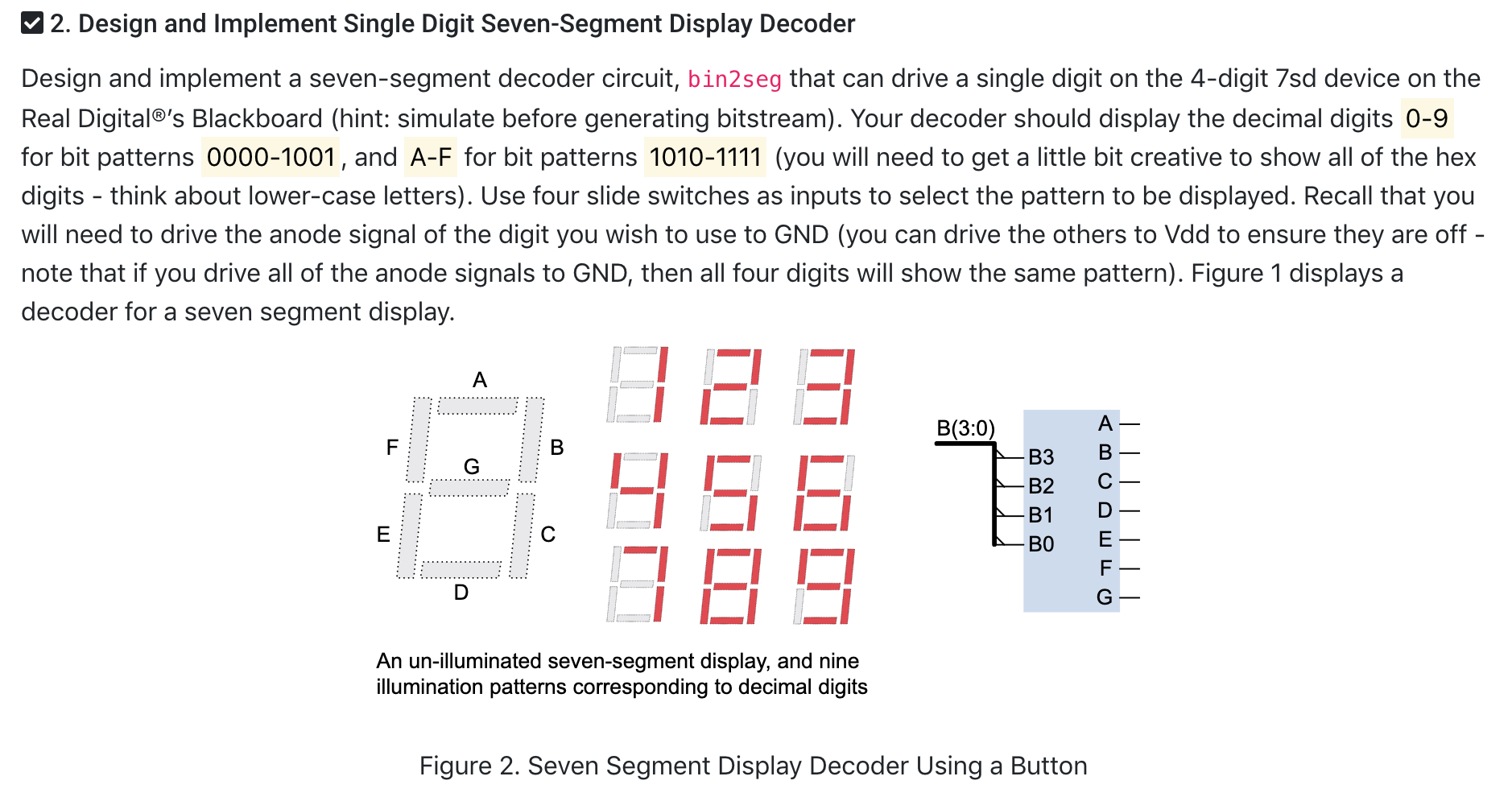2. Design and Implement Single Digit Seven-Segment | Chegg.com