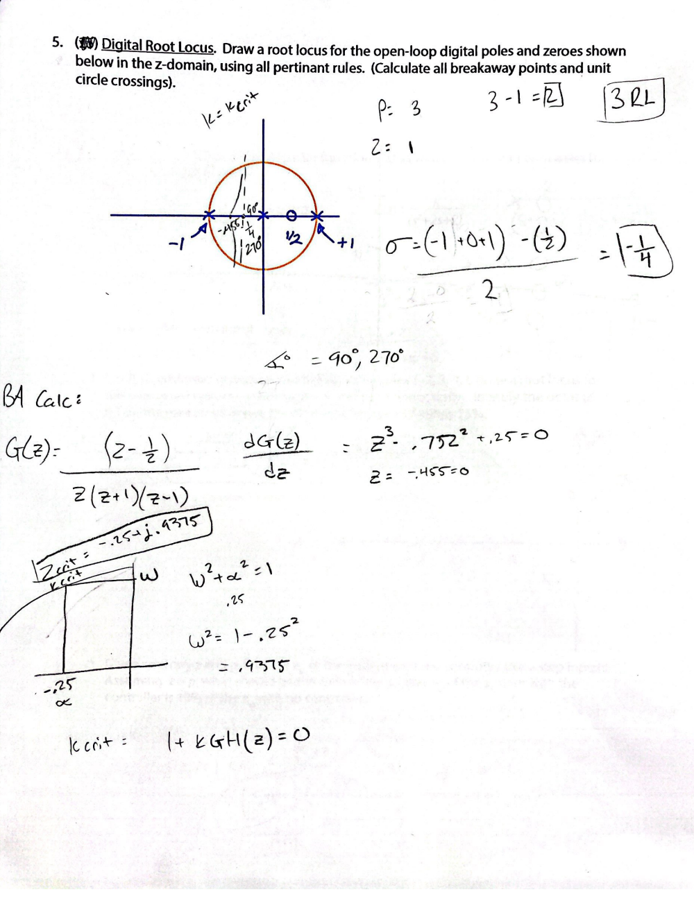Solved 5. Digital Root Locus. Draw a root locus for the | Chegg.com