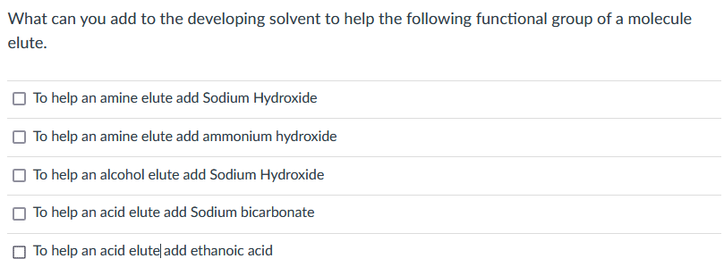 Solved What can you add to the developing solvent to help | Chegg.com