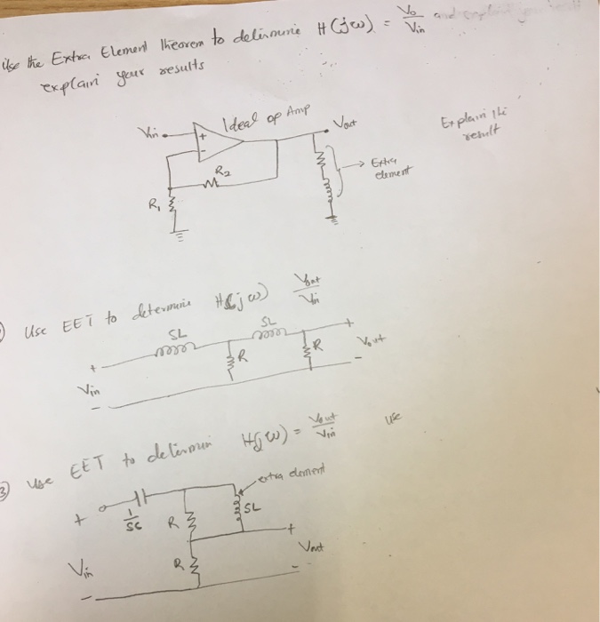 Solved Use the extra element theorem to find the transfer | Chegg.com