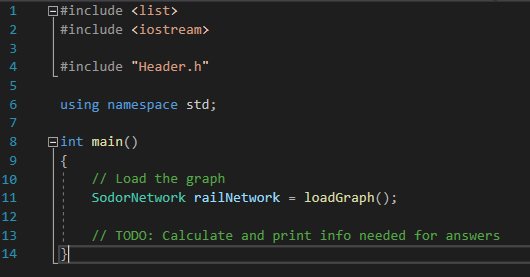 Solved (C++) Instructions: Examining rail network for a | Chegg.com