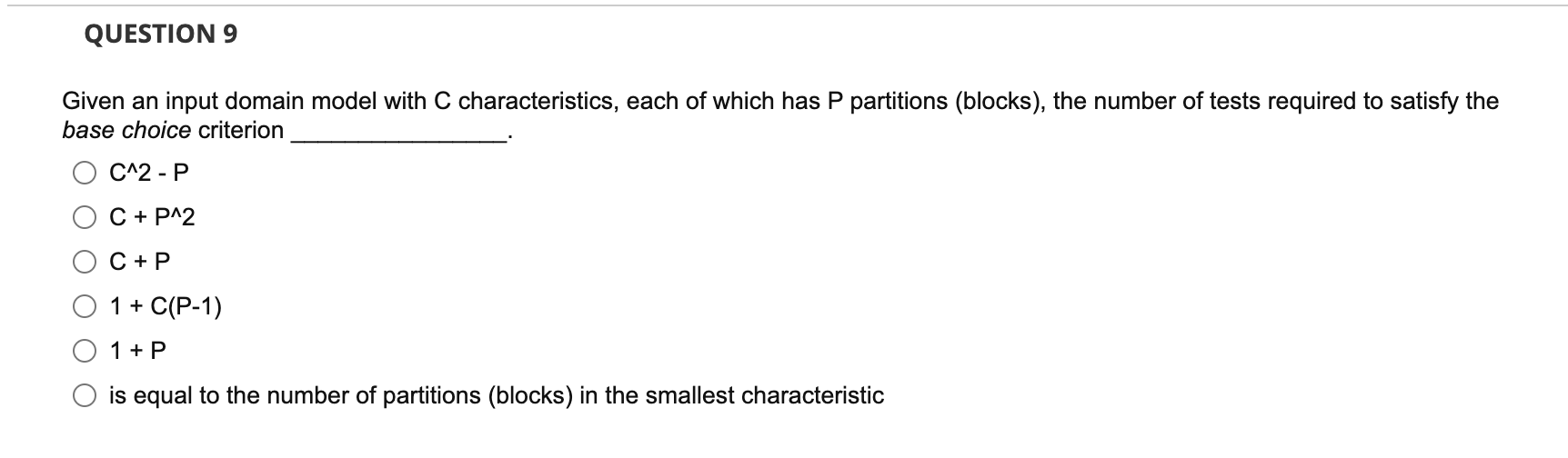 Solved Given an input domain model with C characteristics, | Chegg.com