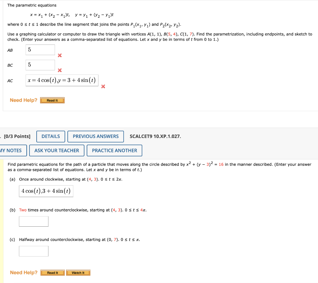 Solved The parametric equations x=x1+(x2−x1)t,y=y1+(y2−y1)t | Chegg.com
