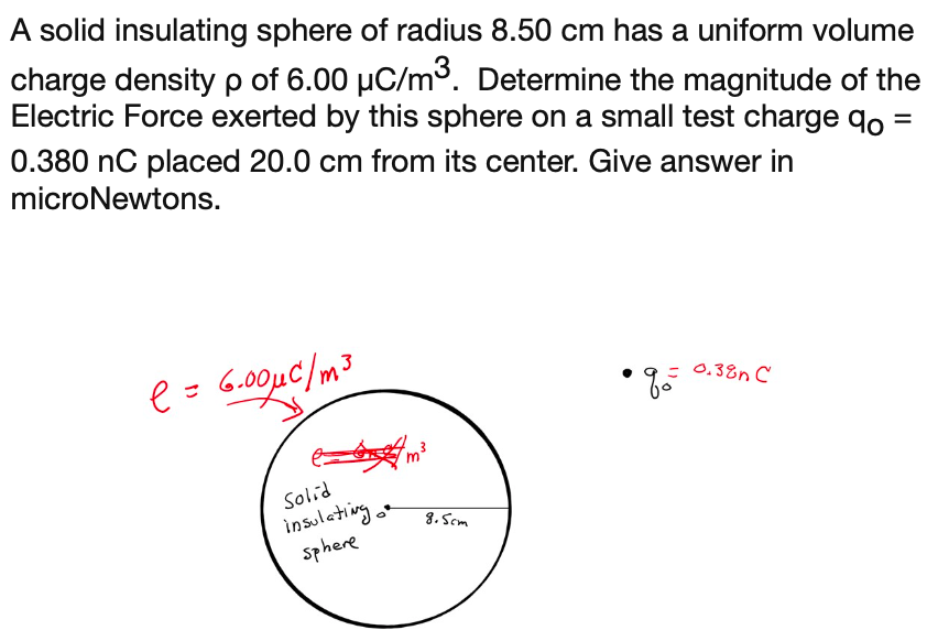 Solved A solid insulating sphere of radius 8.50 cm has a | Chegg.com