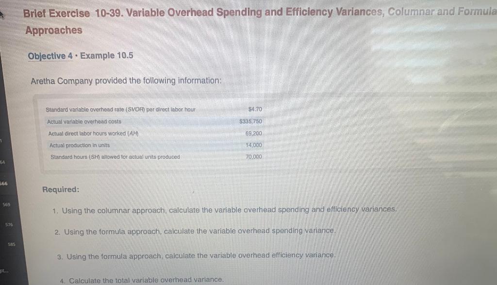 Solved 64 566 569 576 585 pt... Brief Exercise 10-39. | Chegg.com