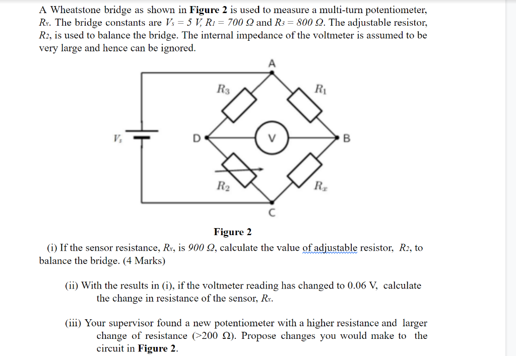 Solved A Wheatstone bridge as shown in Figure 2 is used to | Chegg.com