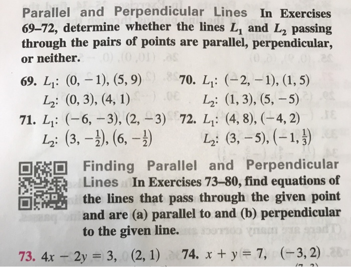 Solved Parallel and Perpendicular Lines In Exercises 69-72, | Chegg.com