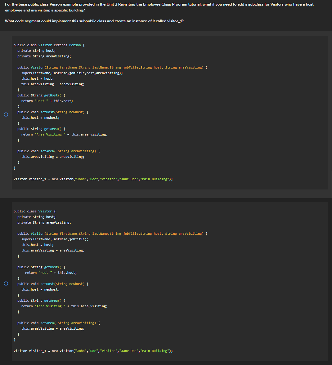 Solved For the base public class Person example provided in | Chegg.com