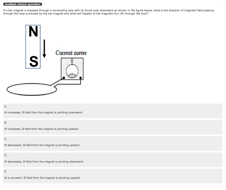 Solved If a bar magnet is dropped through a conducting loop | Chegg.com