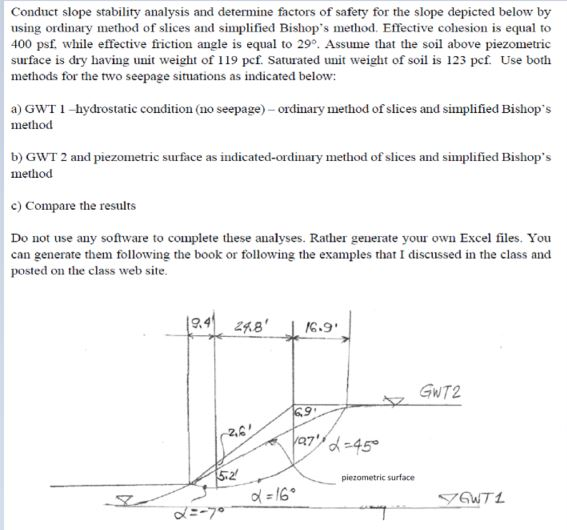 Conduct slope stability analysis and determine | Chegg.com