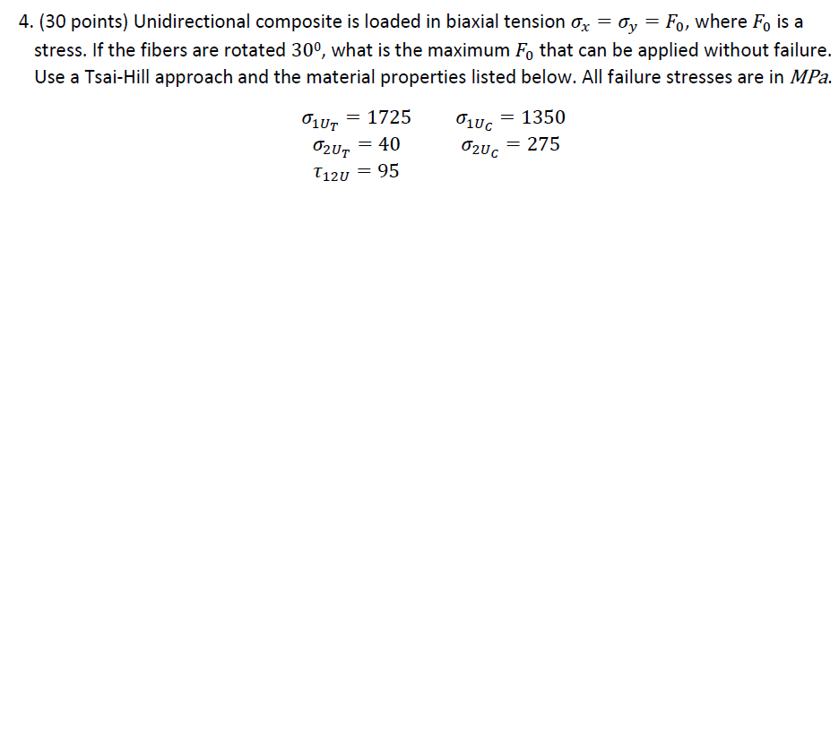 Solved 4. (30 points) Unidirectional composite is loaded in | Chegg.com