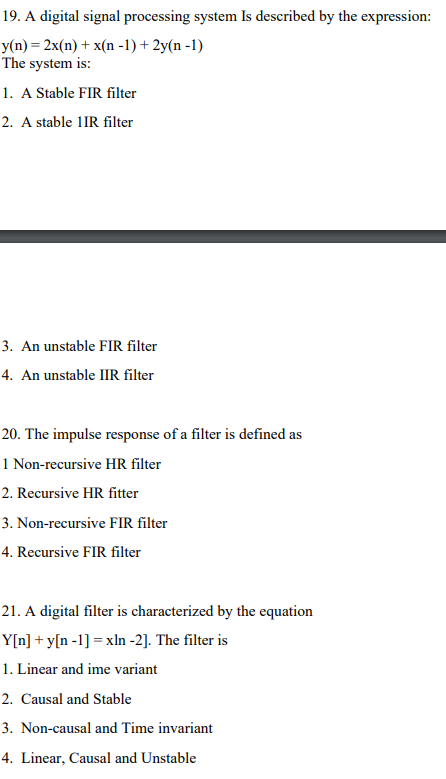 Solved 19. A digital signal processing system Is described | Chegg.com