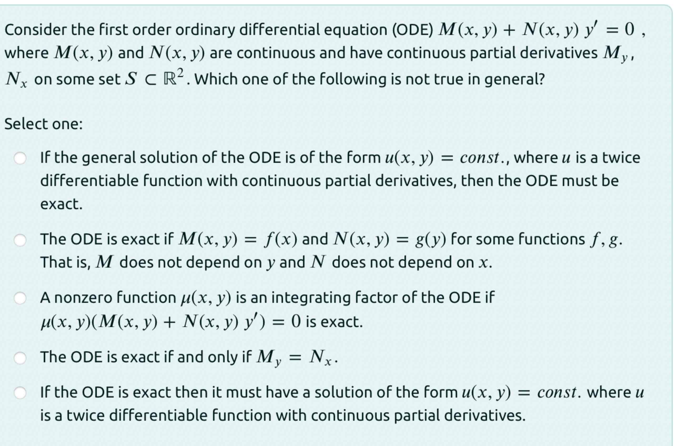 Solved Consider the first order ordinary differential | Chegg.com