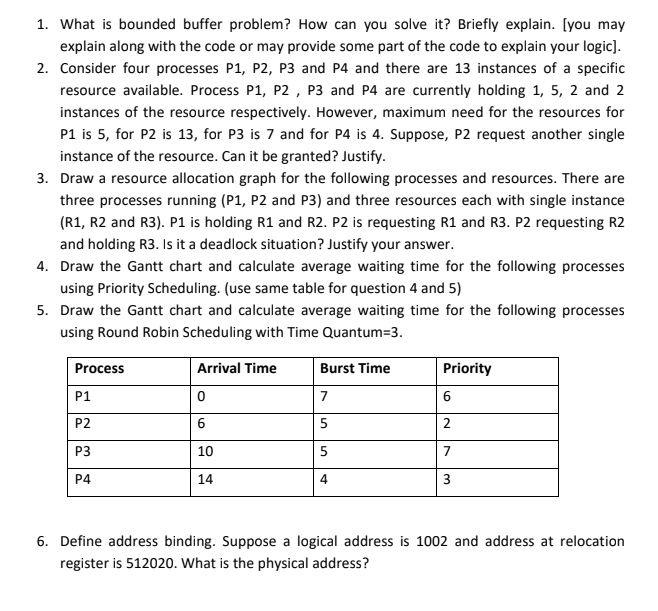 Solved 1. What is bounded buffer problem? How can you solve | Chegg.com
