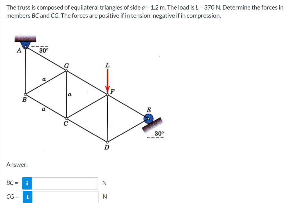 Solved The truss is composed of equilateral triangles of | Chegg.com
