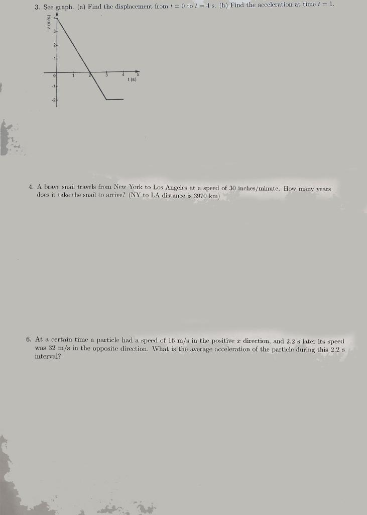 Solved 3. See graph. (a) Find the displacement from t=0 to | Chegg.com