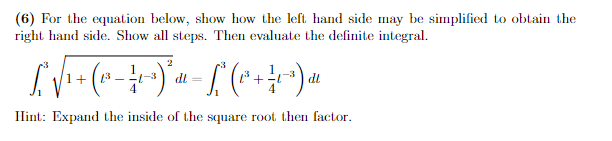 Solved (6) For the equation below, show how the left, hand | Chegg.com