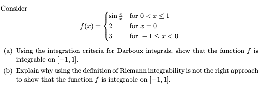 Solved Using the integration criteria for Darboux integrals, | Chegg.com