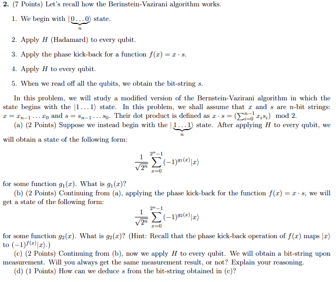 Solved 2. (7 Points) Let's recall how the | Chegg.com