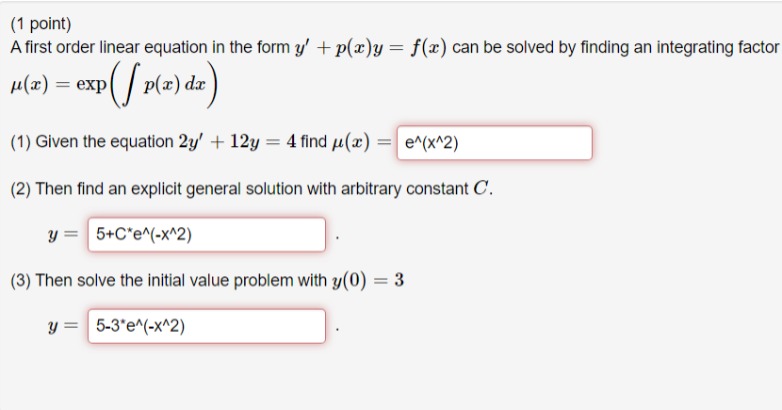 Solved 1 ﻿point A First Order Linear Equation In The Form