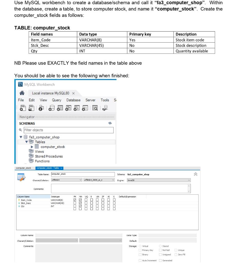 Solved Use MySQL workbench to create a database/schema and | Chegg.com