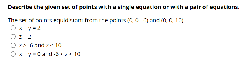 Solved Describe the given set of points with a single | Chegg.com