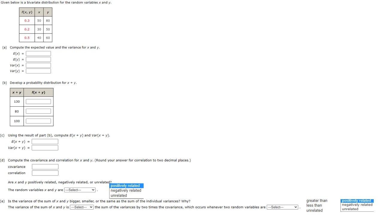 Solved Given Below Is A Bivariate Distribution For The 