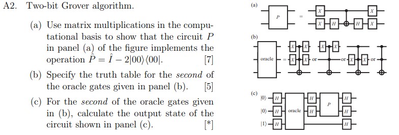 Solved Two-bit Grover algorithm. (a) Use matrix | Chegg.com