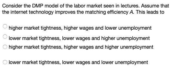 Solved Consider the DMP model of the labor market seen in | Chegg.com