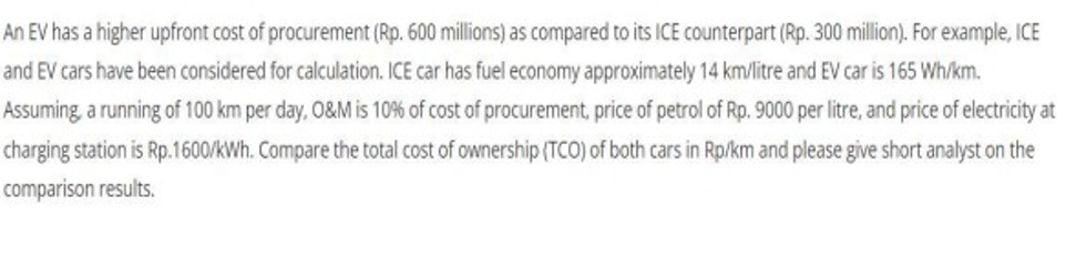 Solved An EV has a higher upfront cost of procurement | Chegg.com