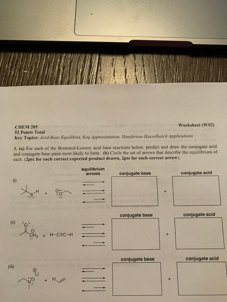 Solved CHEM 205 Worksheet (WS2) 52 Points Total Key Topics: | Chegg.com