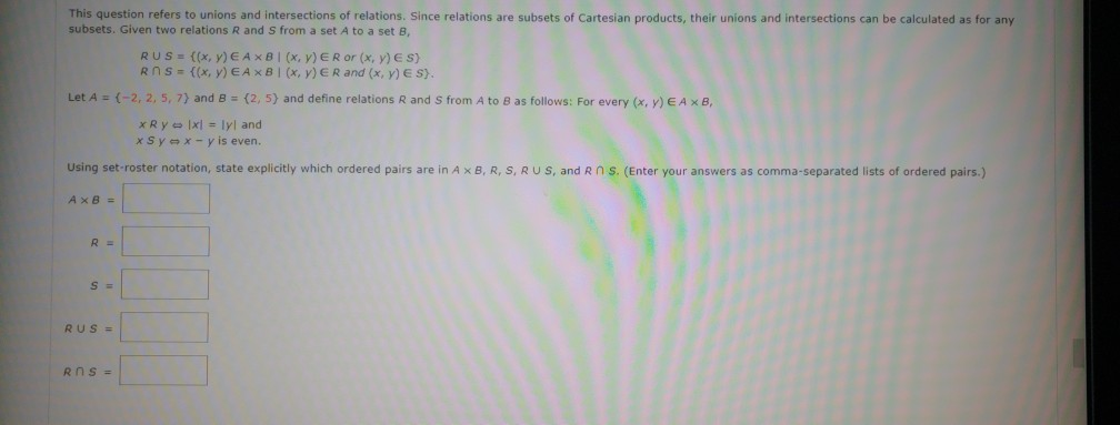 Solved This question refers to unions and intersections of | Chegg.com