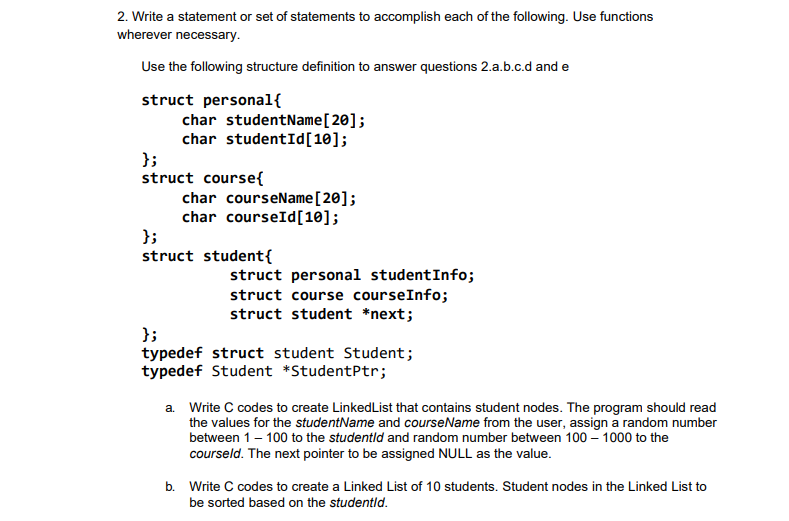 Solved 2. Write a statement or set of statements to | Chegg.com