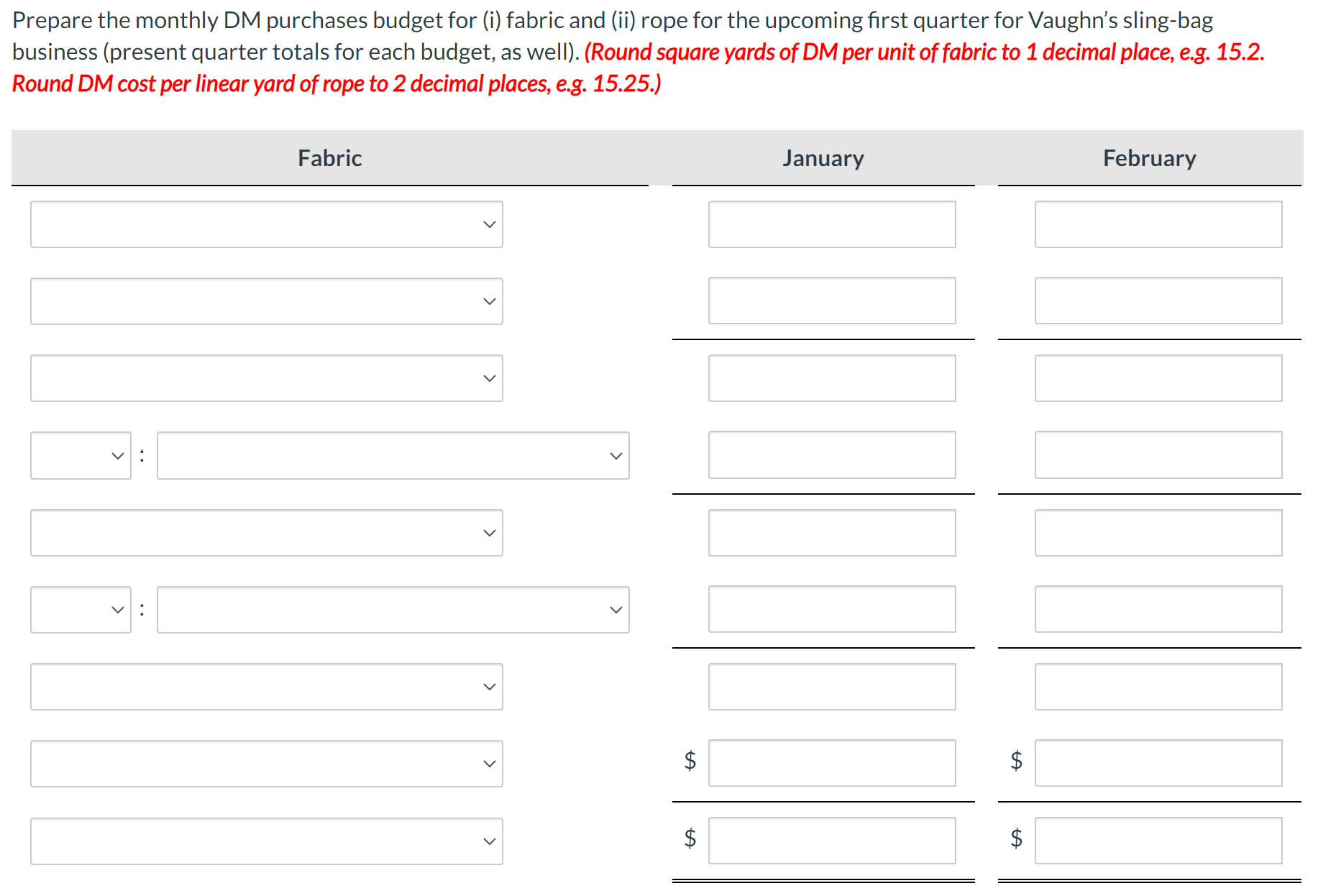 Solved Prepare the monthly DM purchases budget for (i) | Chegg.com