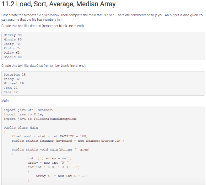 Solved 11.2 Load, Sort, Average, Median Array First create | Chegg.com