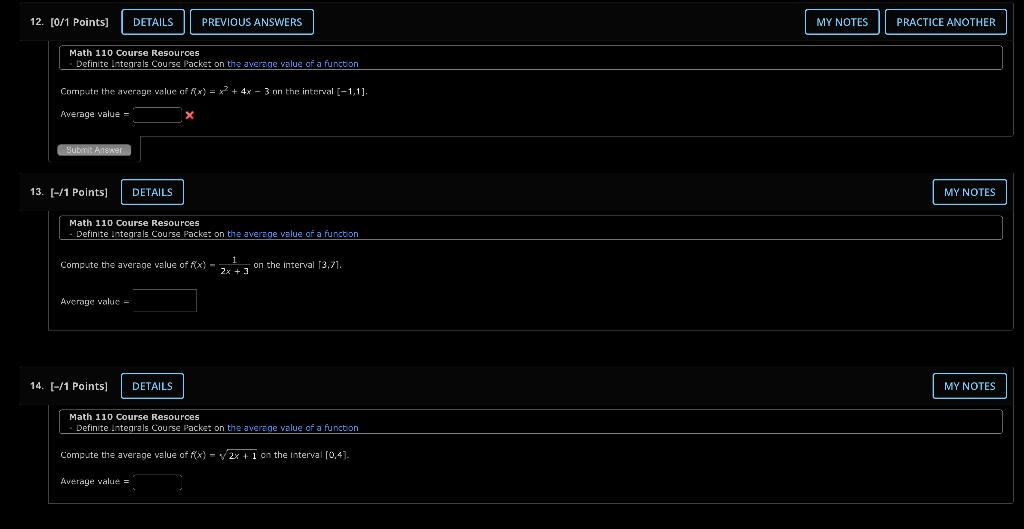 Solved Math 110 Course Resources - Definite Integrals Course | Chegg.com