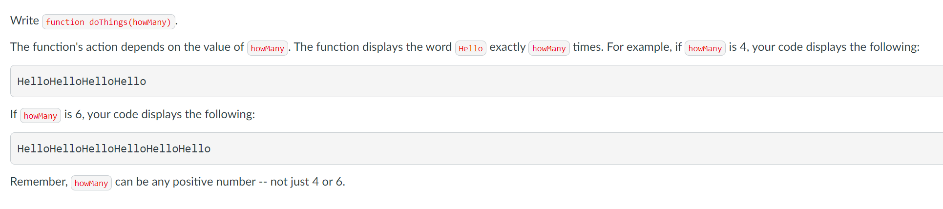 Solved Write function doThings (howMany). The function's | Chegg.com