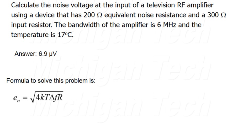 Solved Calculate the noise voltage at the input of a | Chegg.com