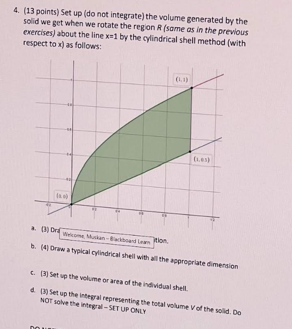 4. (13 points) Set up (do not integrate) the volume | Chegg.com