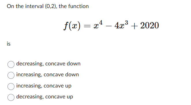 Solved On the interval (0,2), ﻿the | Chegg.com