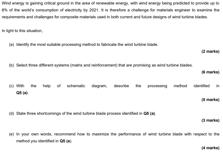 Solved Wind energy is gaining critical ground in the area of | Chegg.com